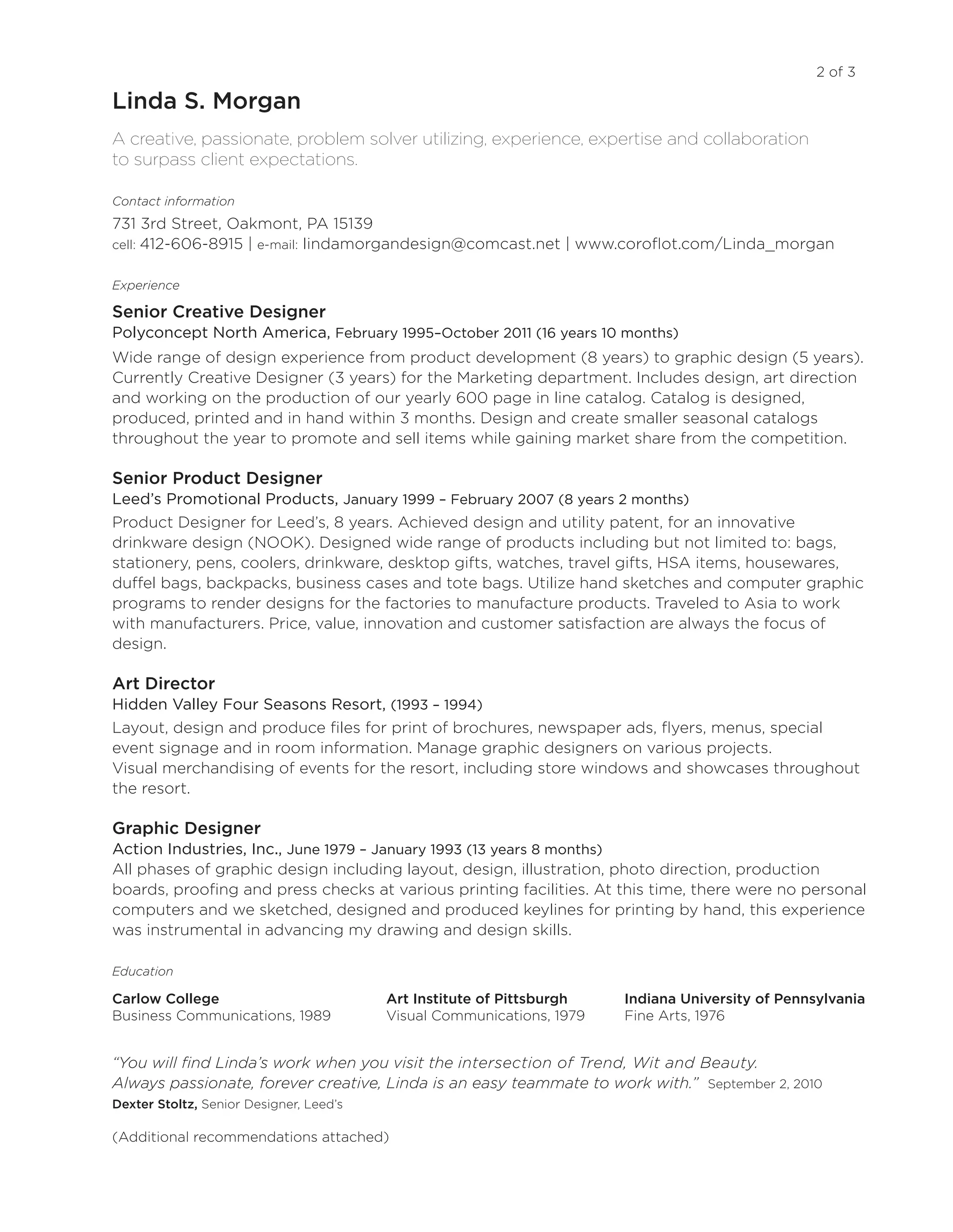 Linda Morgan resume | PDF