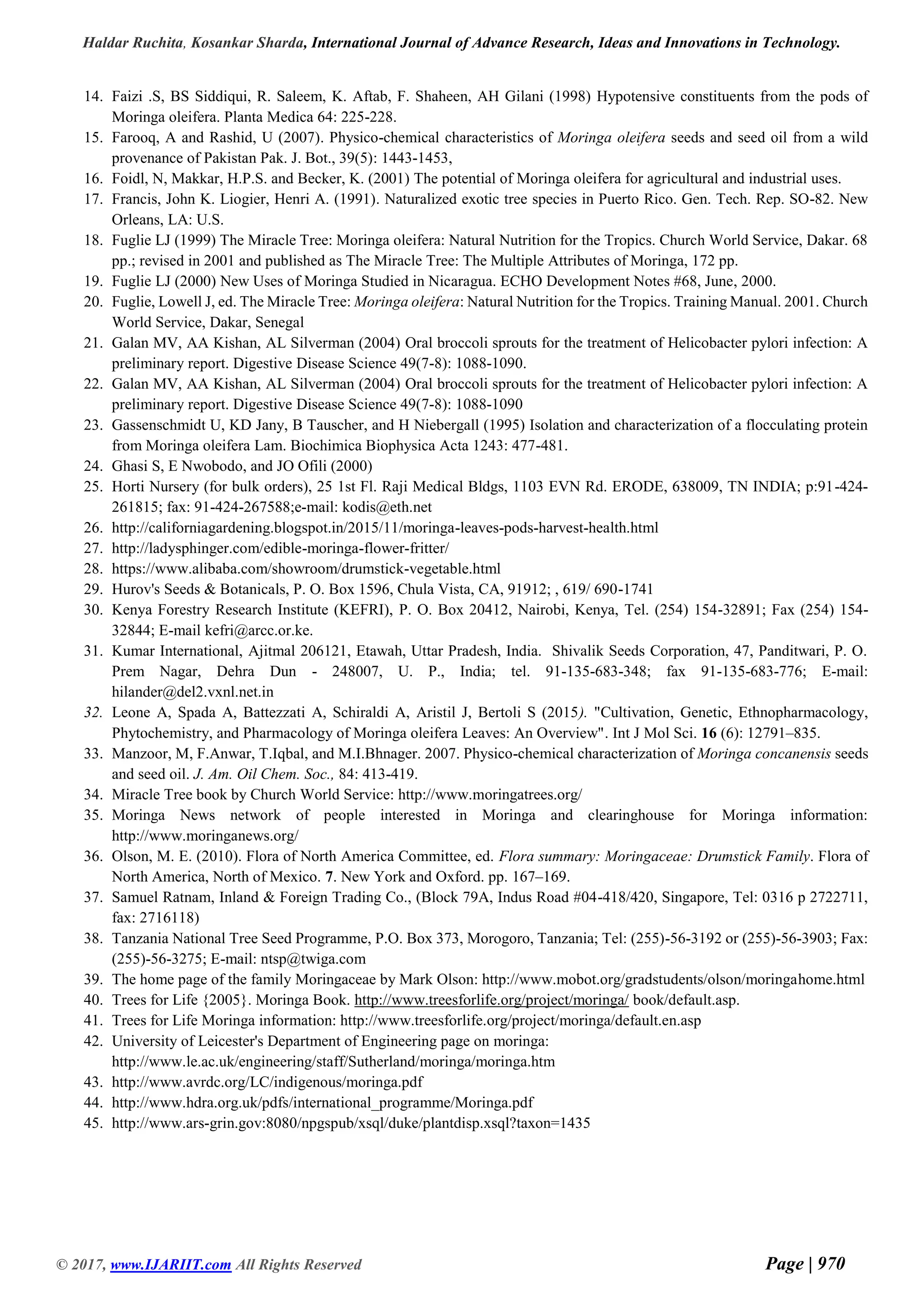 Moringa oliefera the miracle tree | PDF