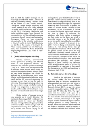 Moringa research paper | PDF | Herbs and Supplements | Alternative Medicine