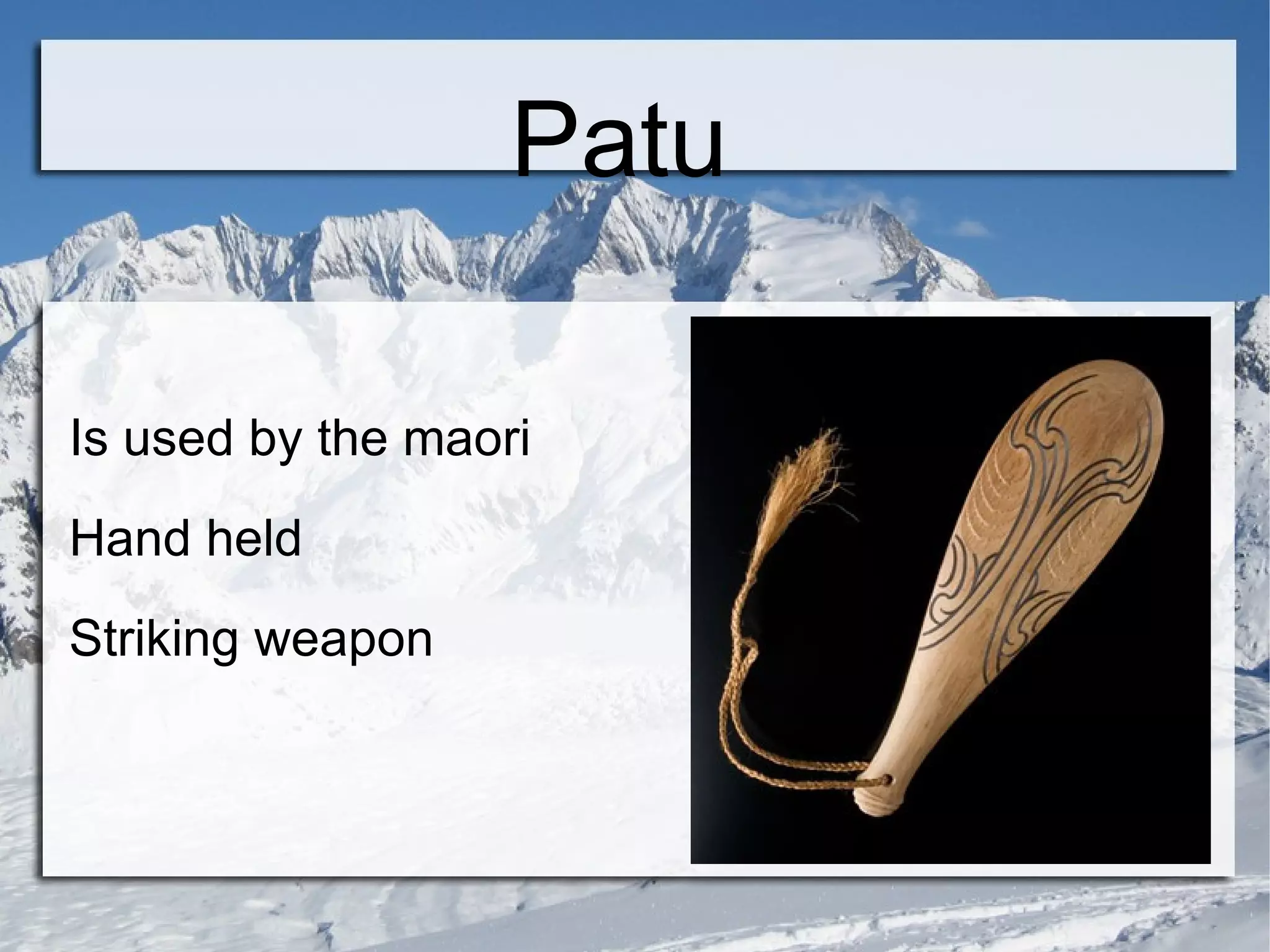 MāOri Weapons J+T | ODP | Arms & Ammunition | Sensitive Topics