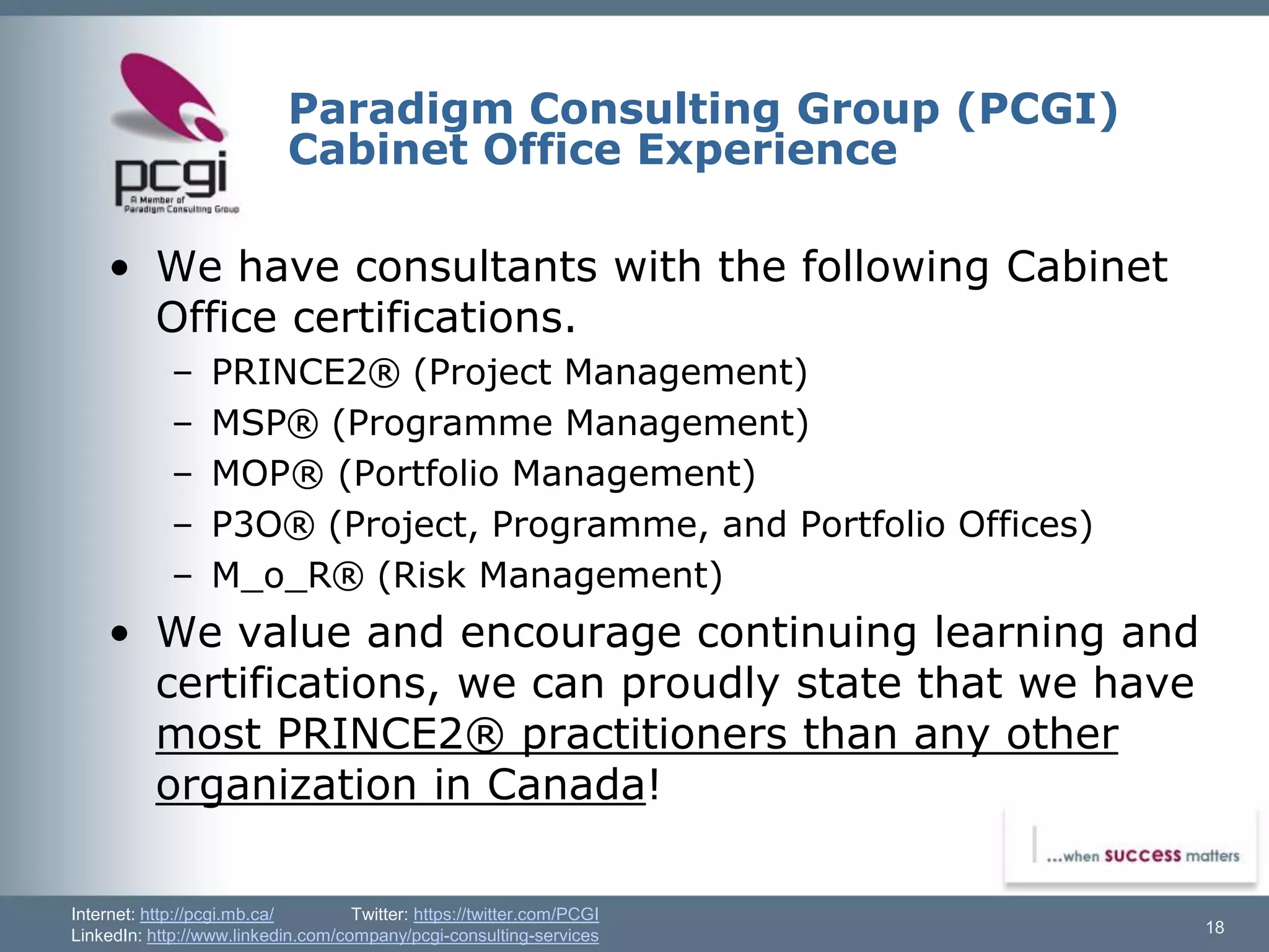M_o_R Management of Risk Overview Paradigm Consulting Group (PCGI) | PDF