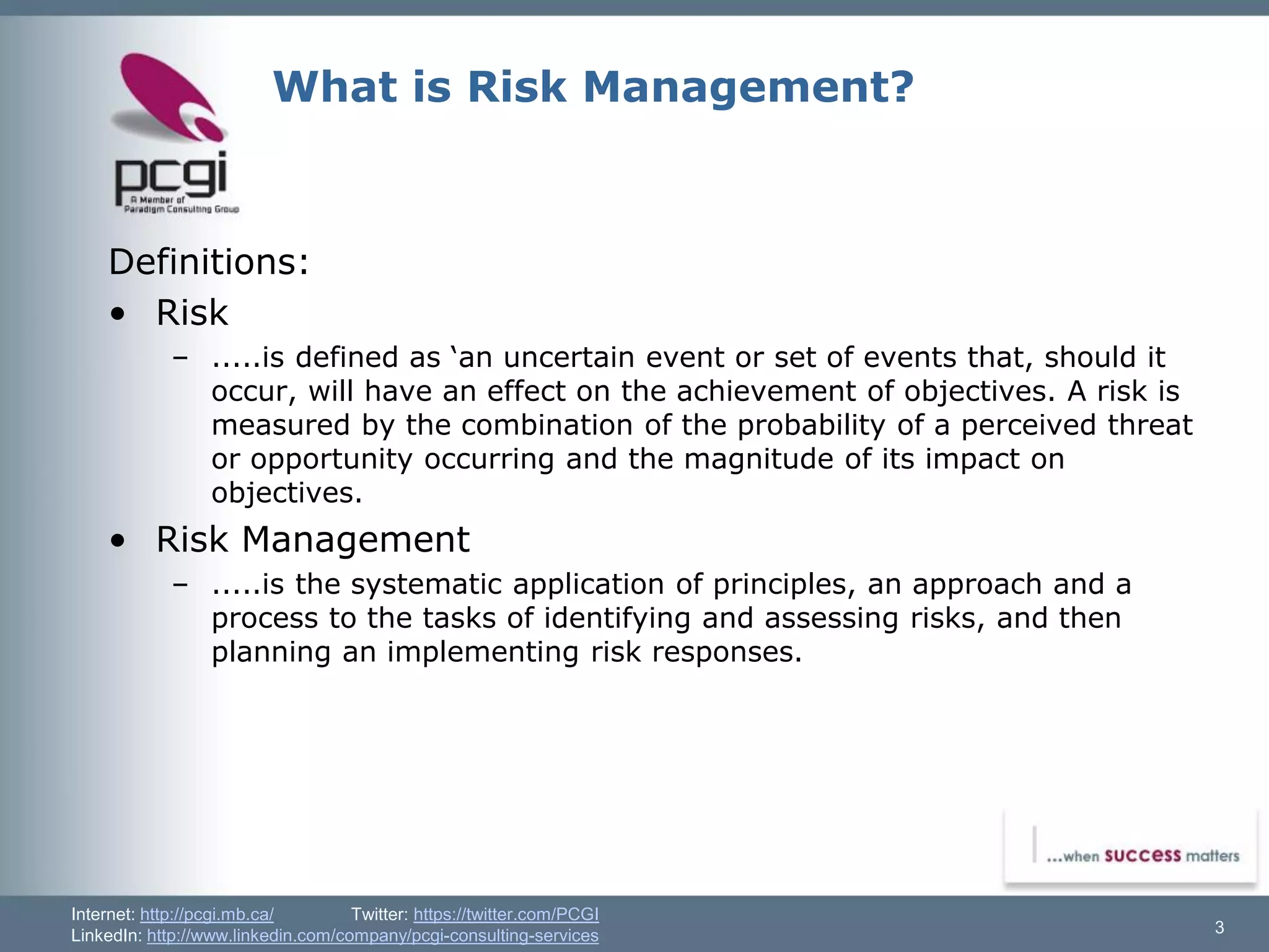 M_o_R Management of Risk Overview Paradigm Consulting Group (PCGI) | PDF