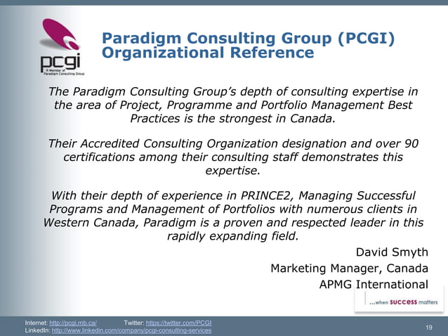 M_o_R Management of Risk Overview Paradigm Consulting Group (PCGI ...