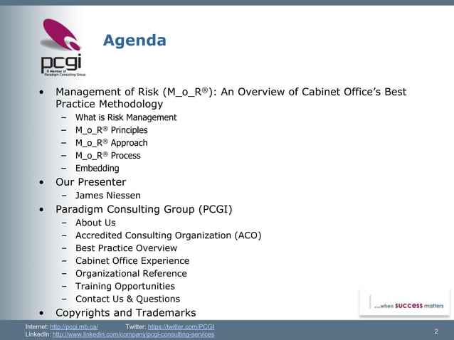 M_o_R Management of Risk Overview Paradigm Consulting Group (PCGI ...