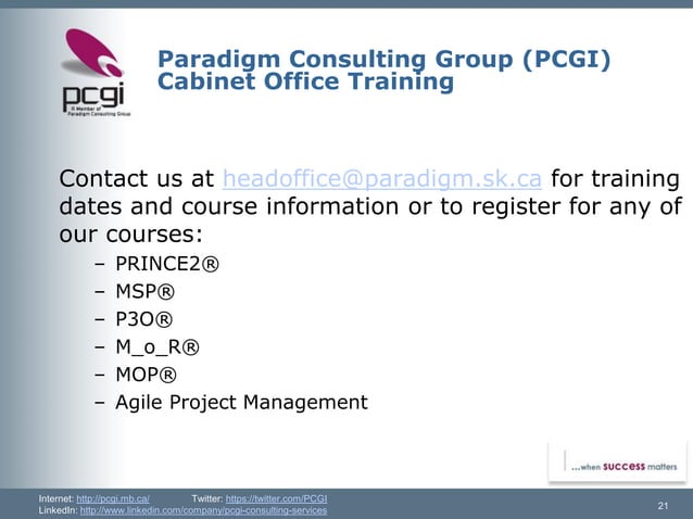 M_o_R Management of Risk Overview Paradigm Consulting Group (PCGI ...