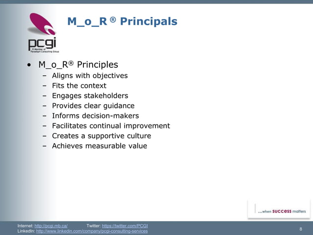 M_o_R Management of Risk Overview Paradigm Consulting Group (PCGI ...