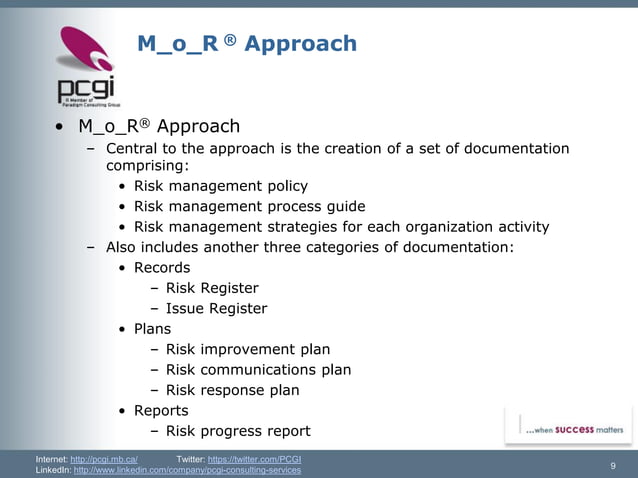 M_o_R Management of Risk Overview Paradigm Consulting Group (PCGI ...