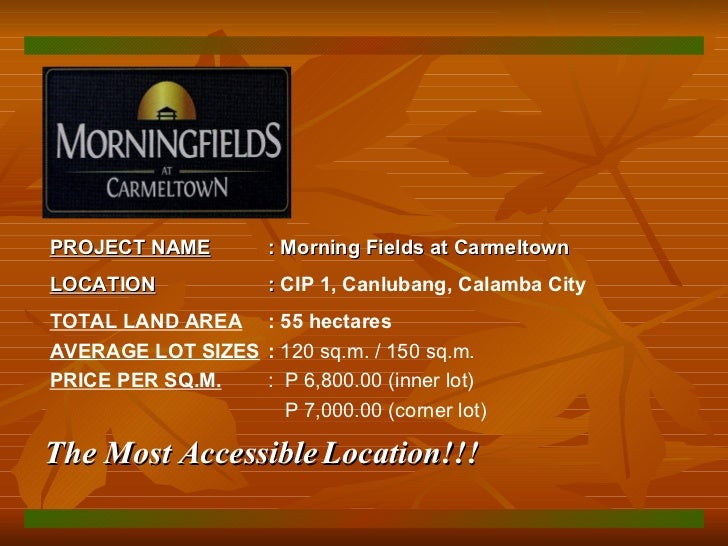 Morningfields @ Carmeltown Canlubang