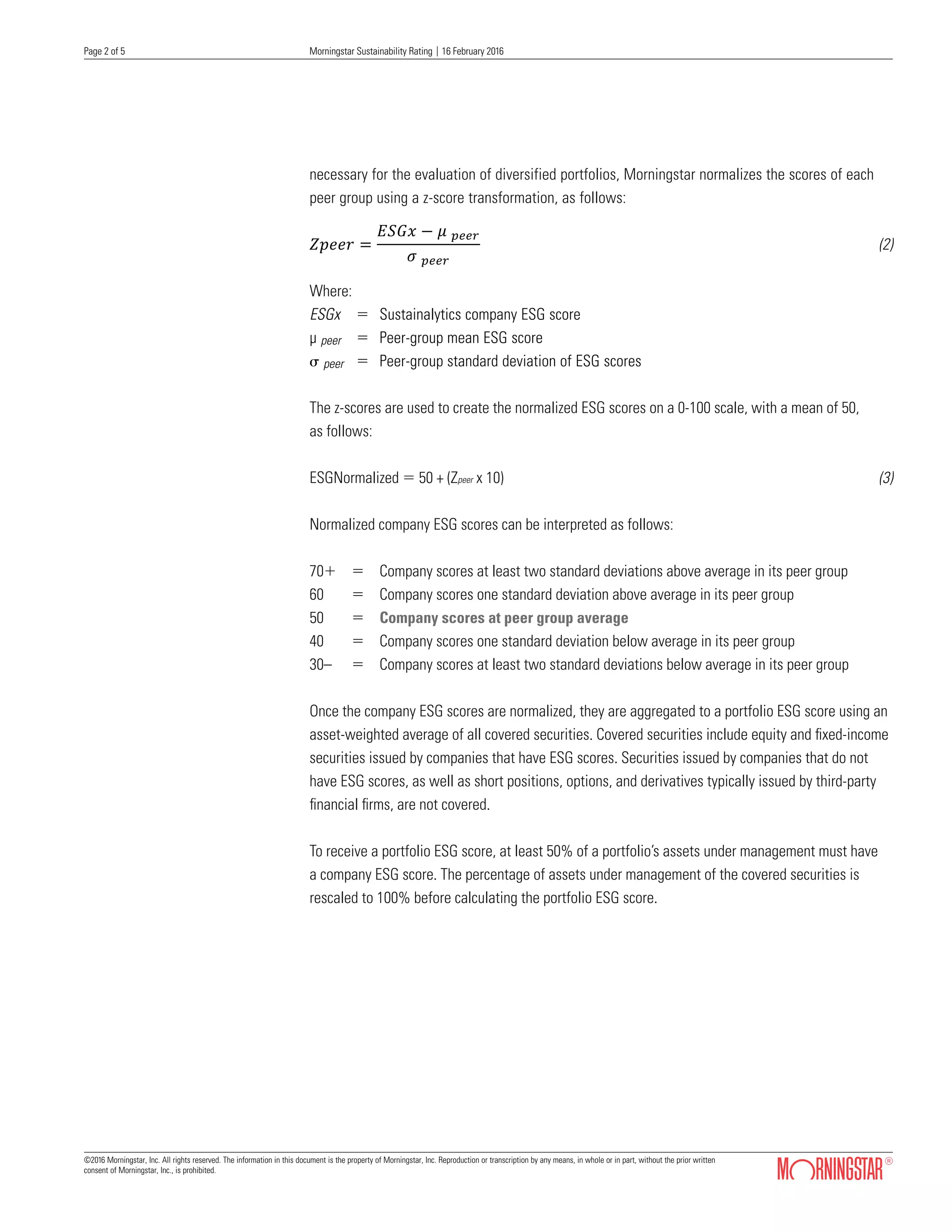 Morningstar Sustainability Rating Methodology | PDF