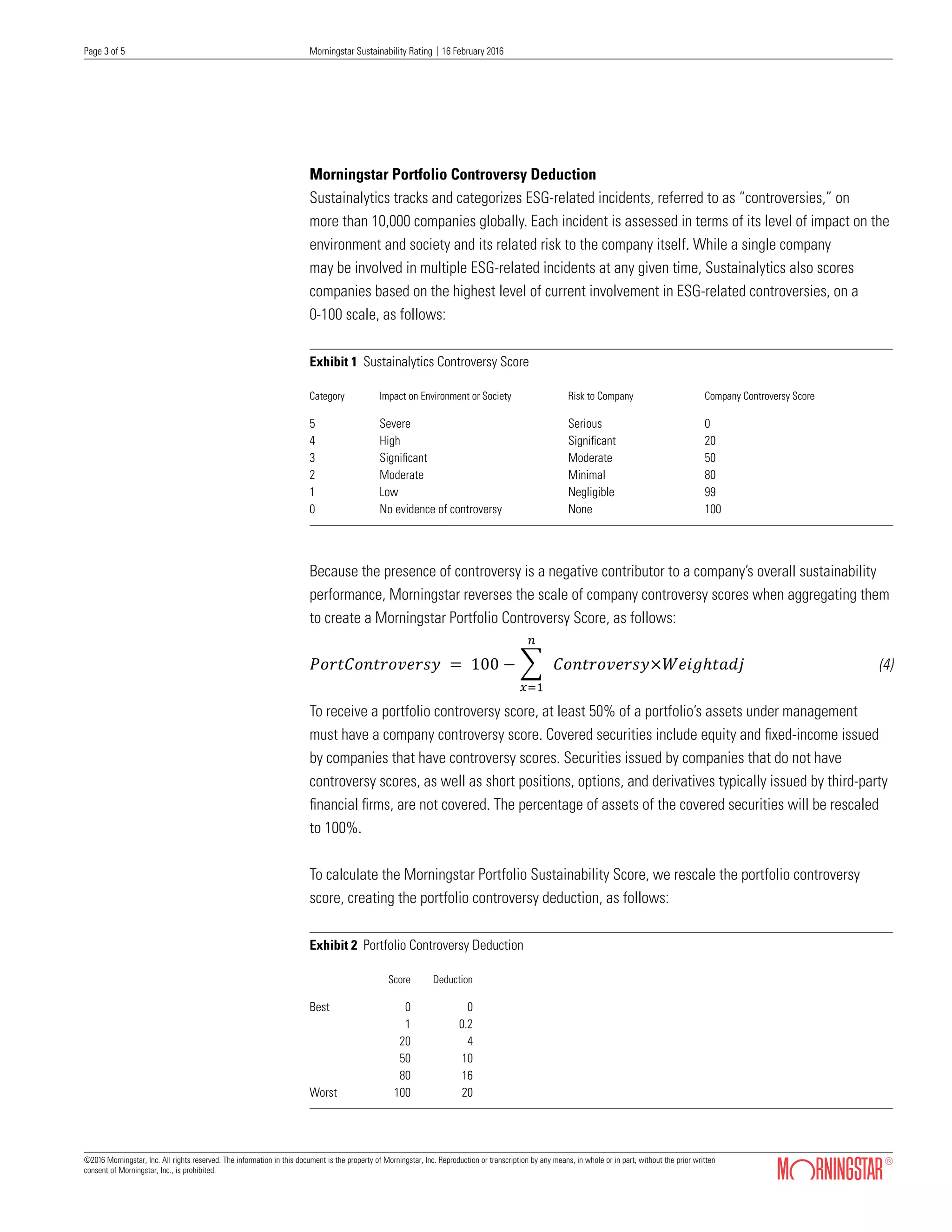 Morningstar Sustainability Rating Methodology | PDF