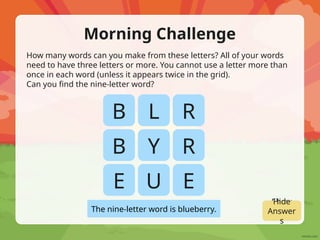 Morning Starters Activities for English Classes | PPT