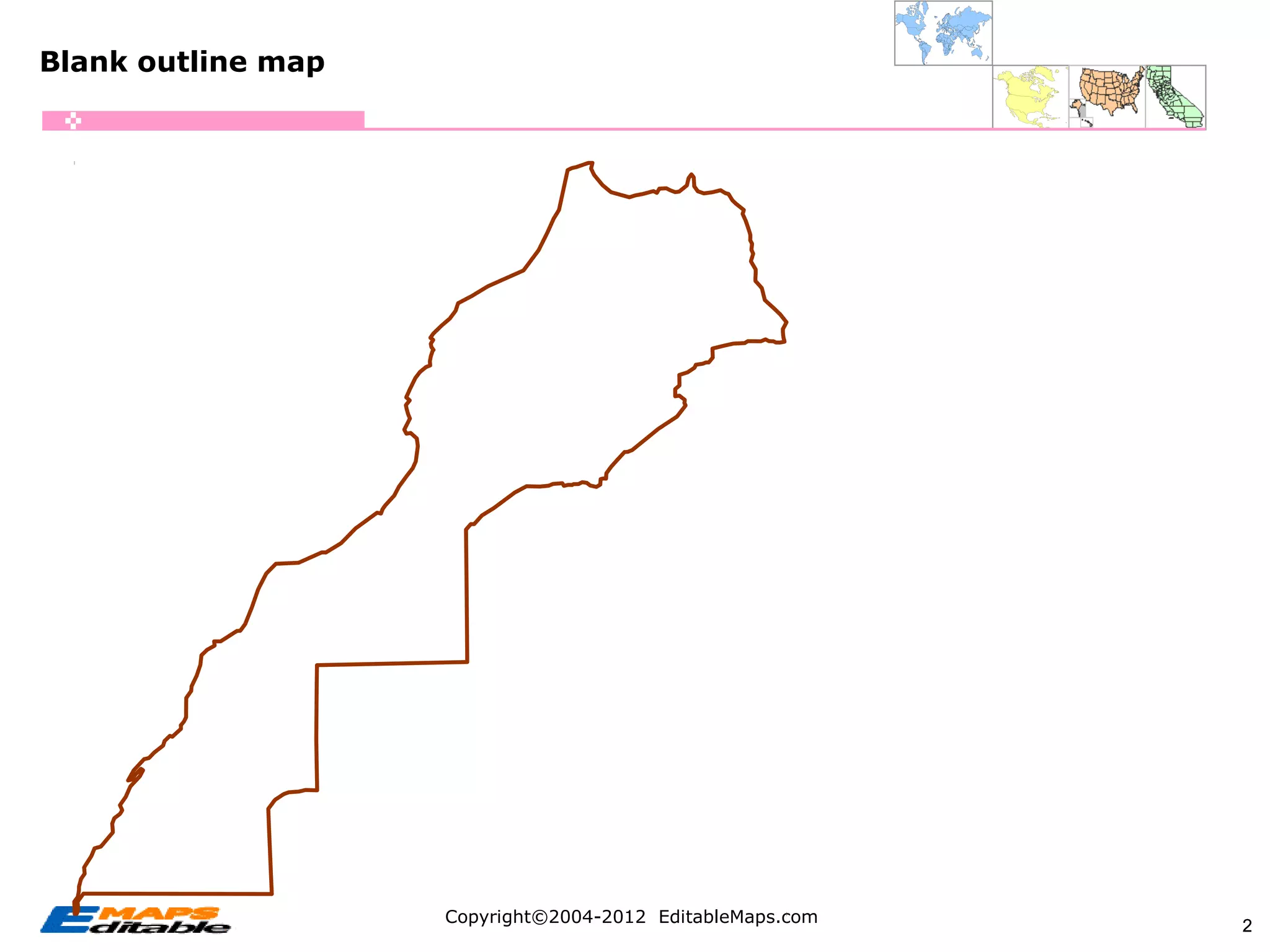Morocco map, Morocco outline map, Morocco editable map, Morocco PowerPoint map | PPT