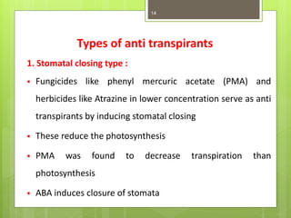 Morphactins, Anti-transpirants, Anti-auxins and Anti-oxidants | PPTX