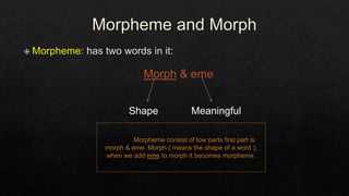 Morpheme, morph and allomorph | PPTX