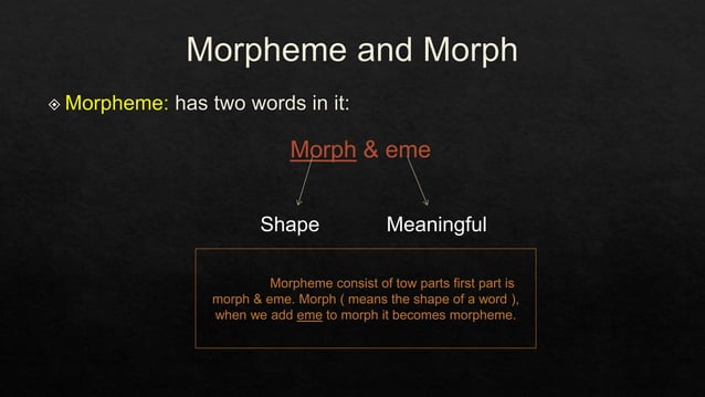 Morpheme, morph and allomorph | PPTX