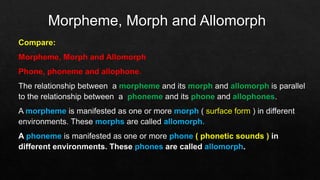 Morpheme, morph and allomorph | PPTX