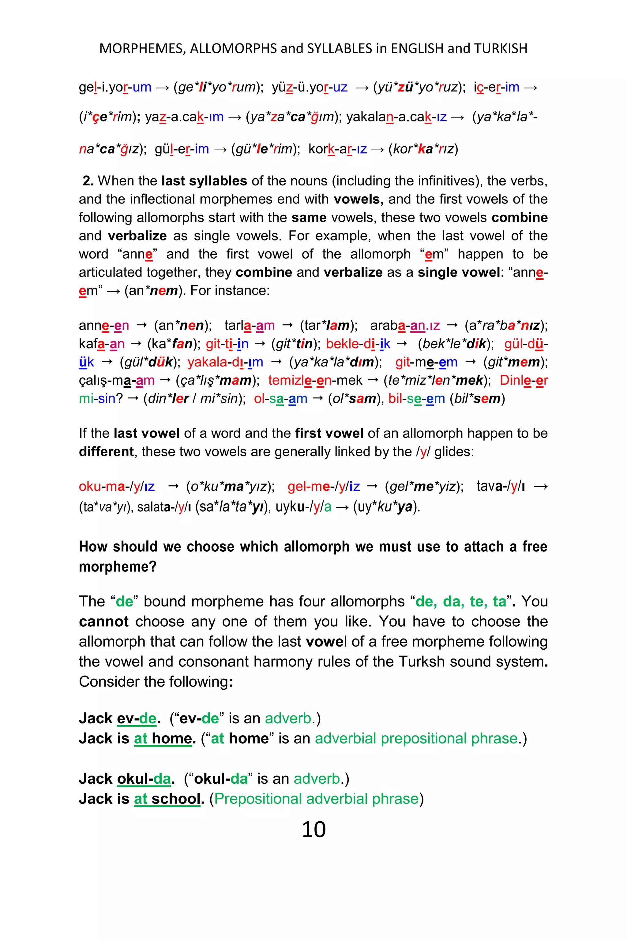 Morphemes , allomorphs and syllables in english and turkish | PDF