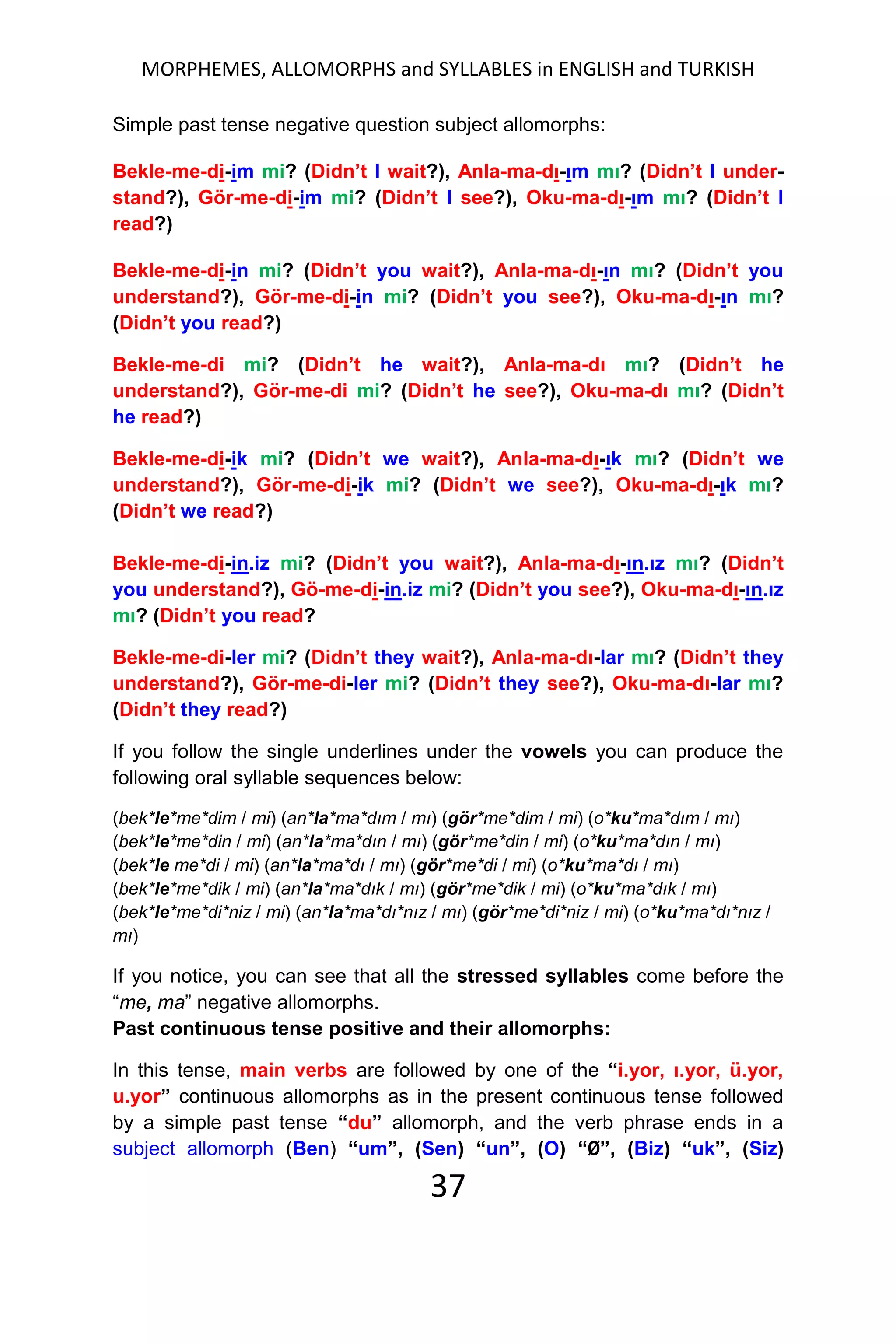 Morphemes , allomorphs and syllables in english and turkish | PDF