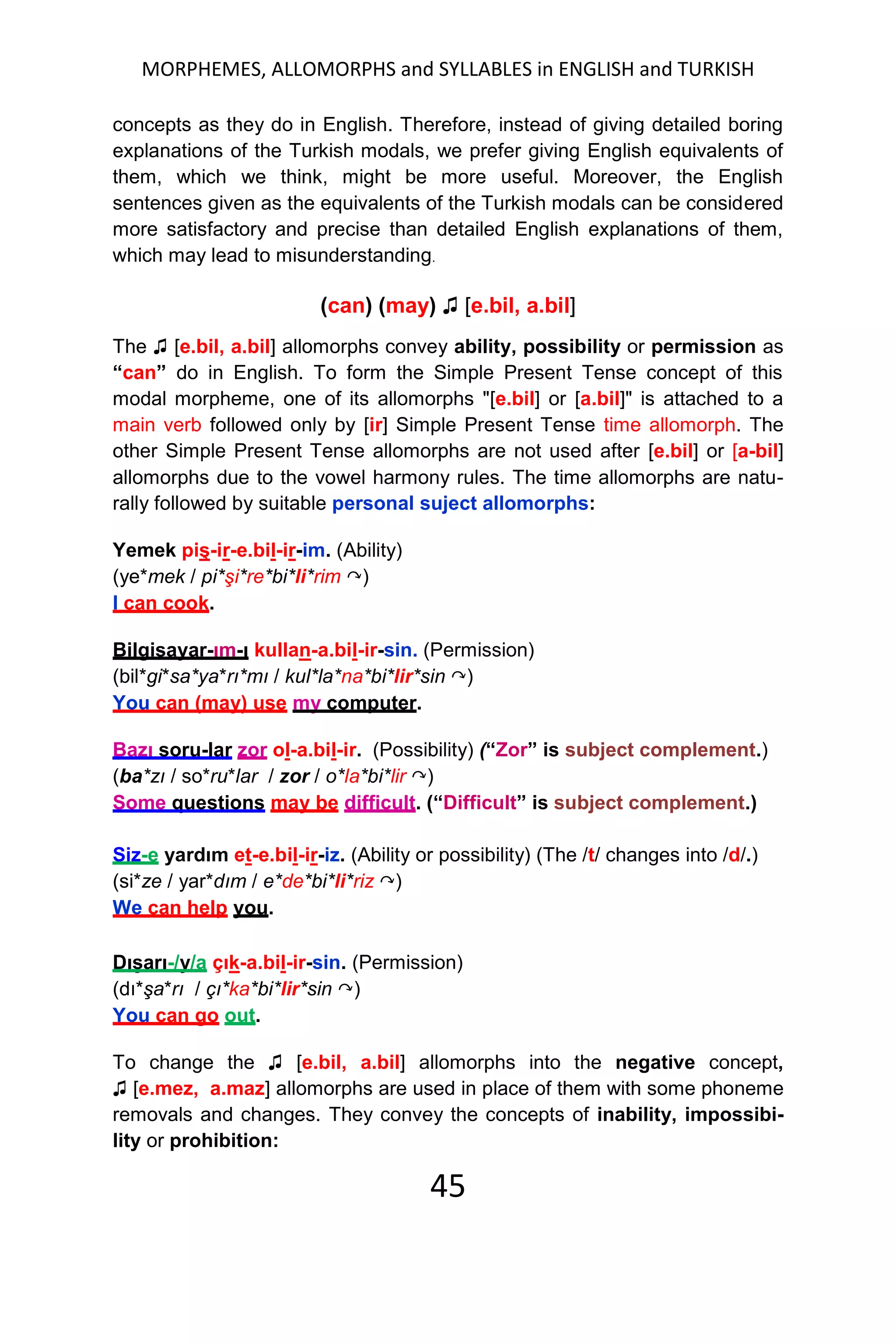 Morphemes , allomorphs and syllables in english and turkish | PDF