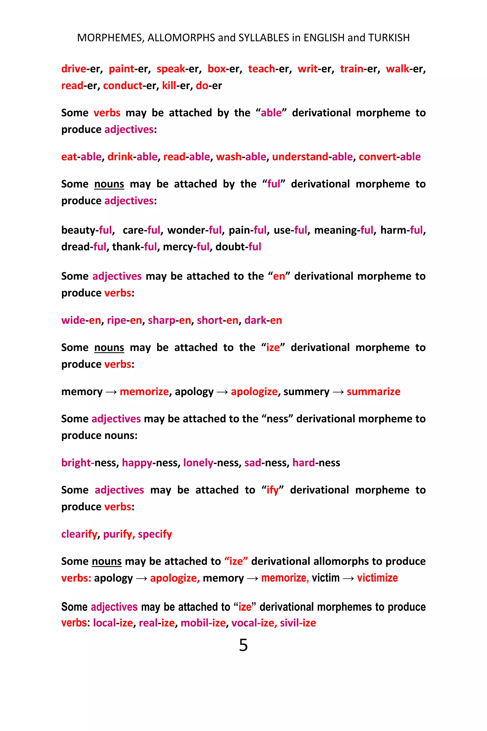 Morphemes , allomorphs and syllables in english and turkish | PDF