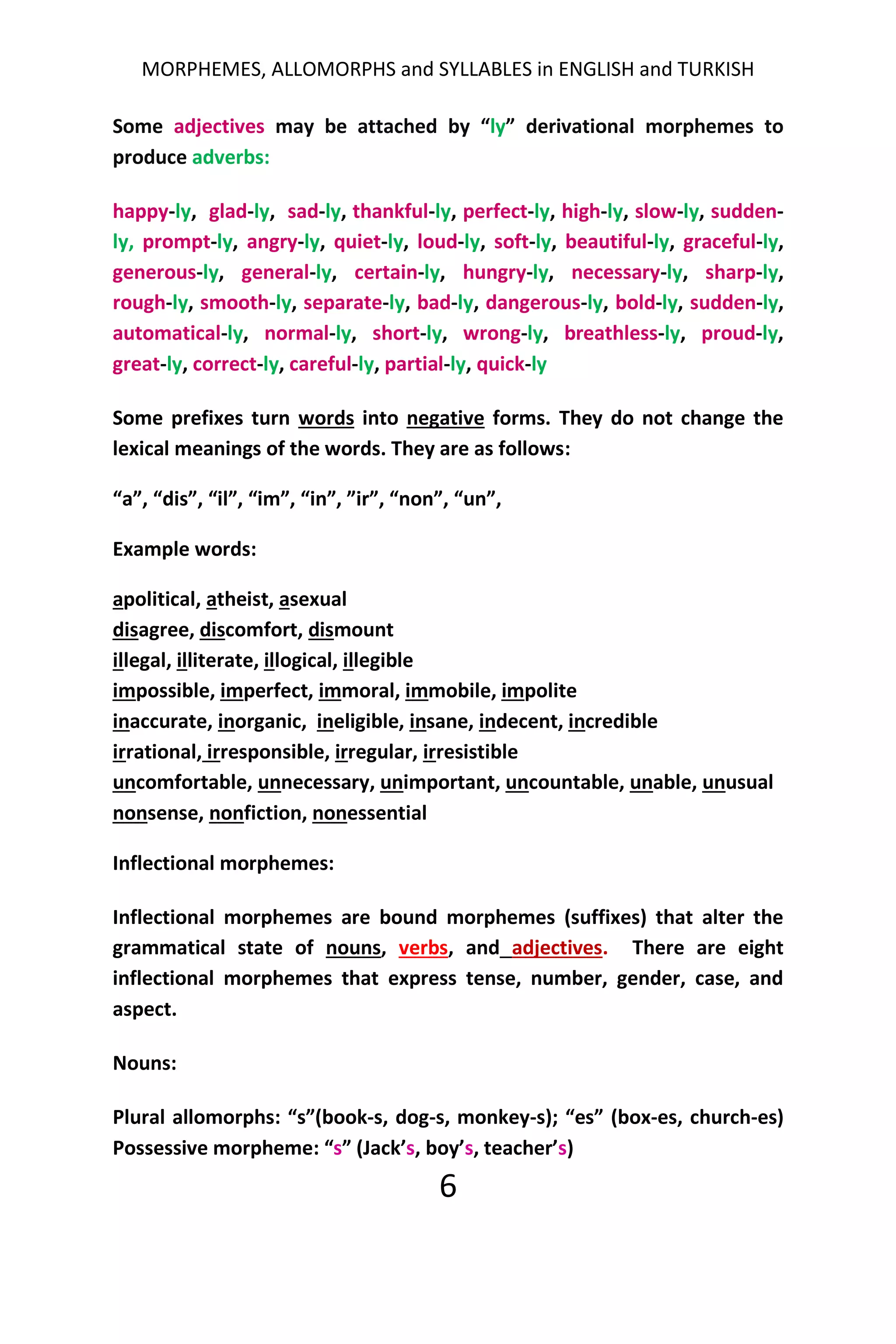 Morphemes , allomorphs and syllables in english and turkish | PDF