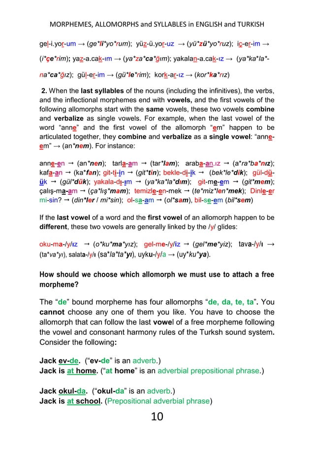 Morphemes , allomorphs and syllables in english and turkish | PDF