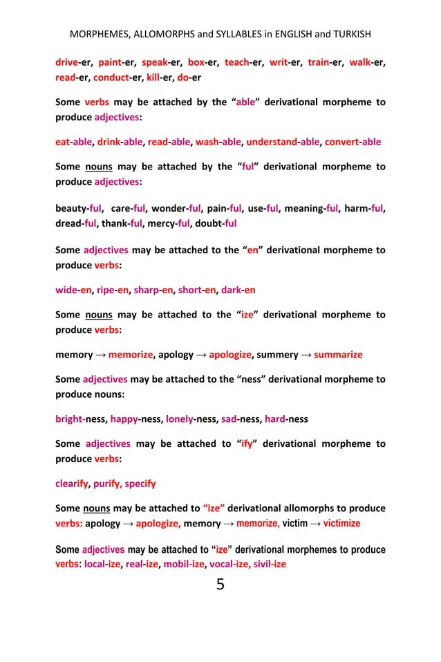 Morphemes , allomorphs and syllables in english and turkish | PDF