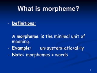 Morphemes & Types of morphemes | PPT