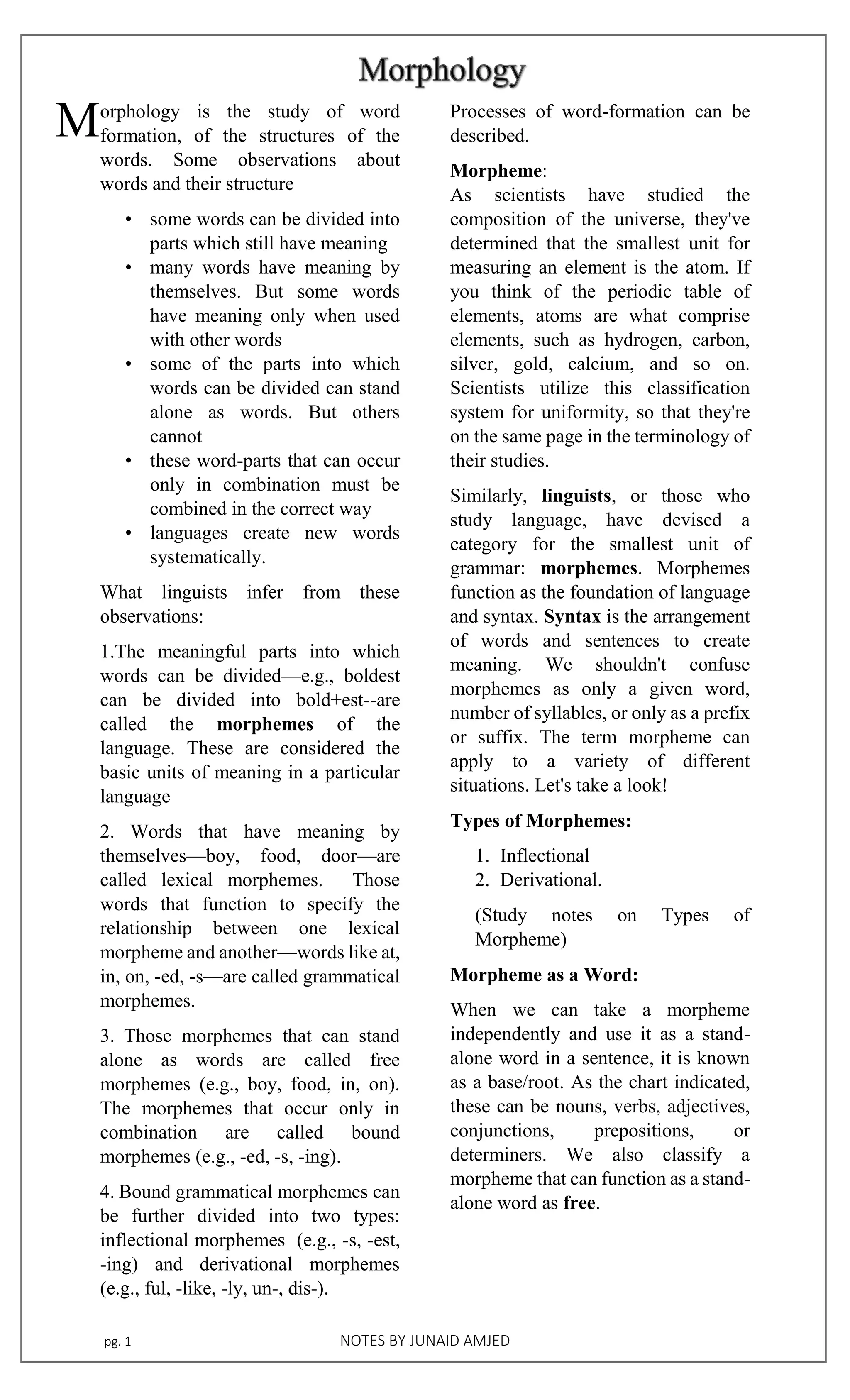 Morpheme + word formation | PDF
