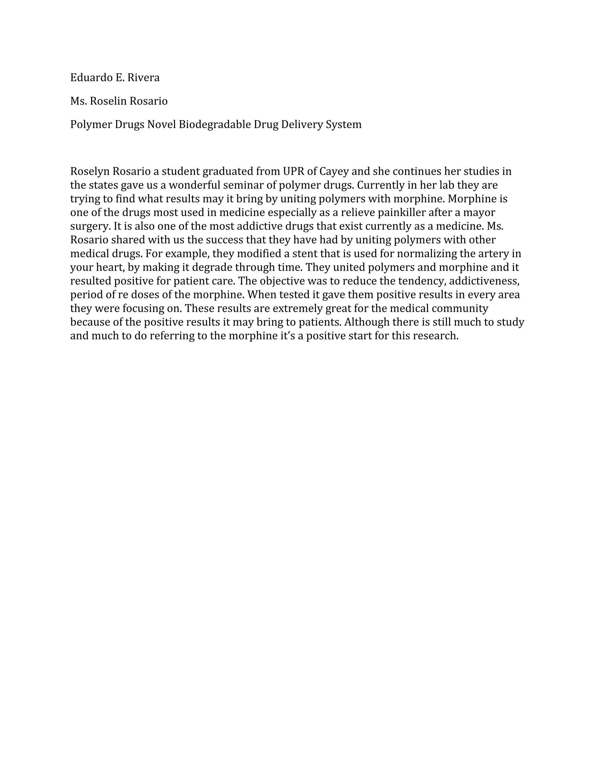 Roselin Rosario Seminar | PDF