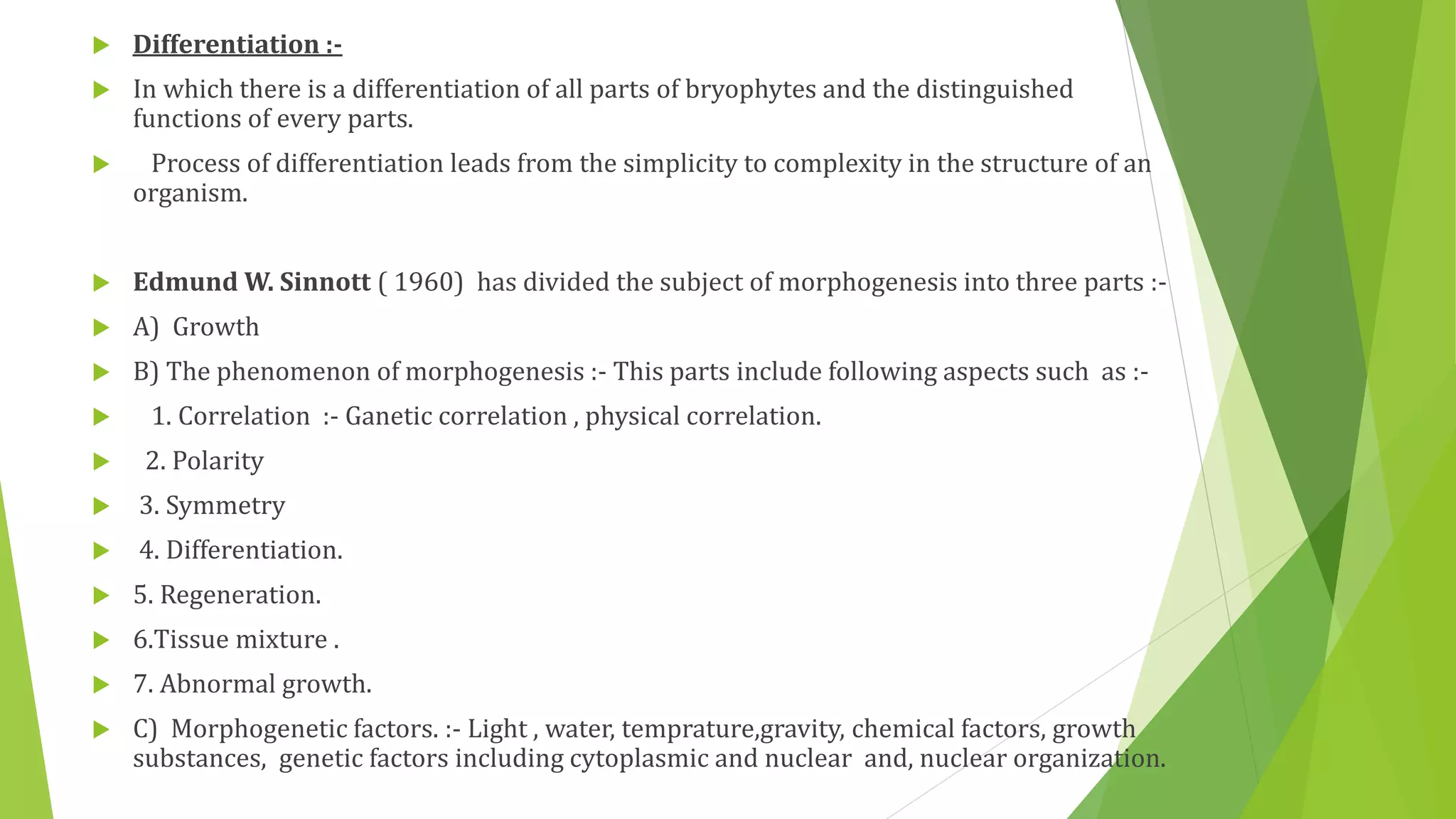 Morphogenesis in bryophytes | PPTX