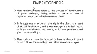 Morphogenesis, organogenesis, embryogenesis & other techniques | PPTX