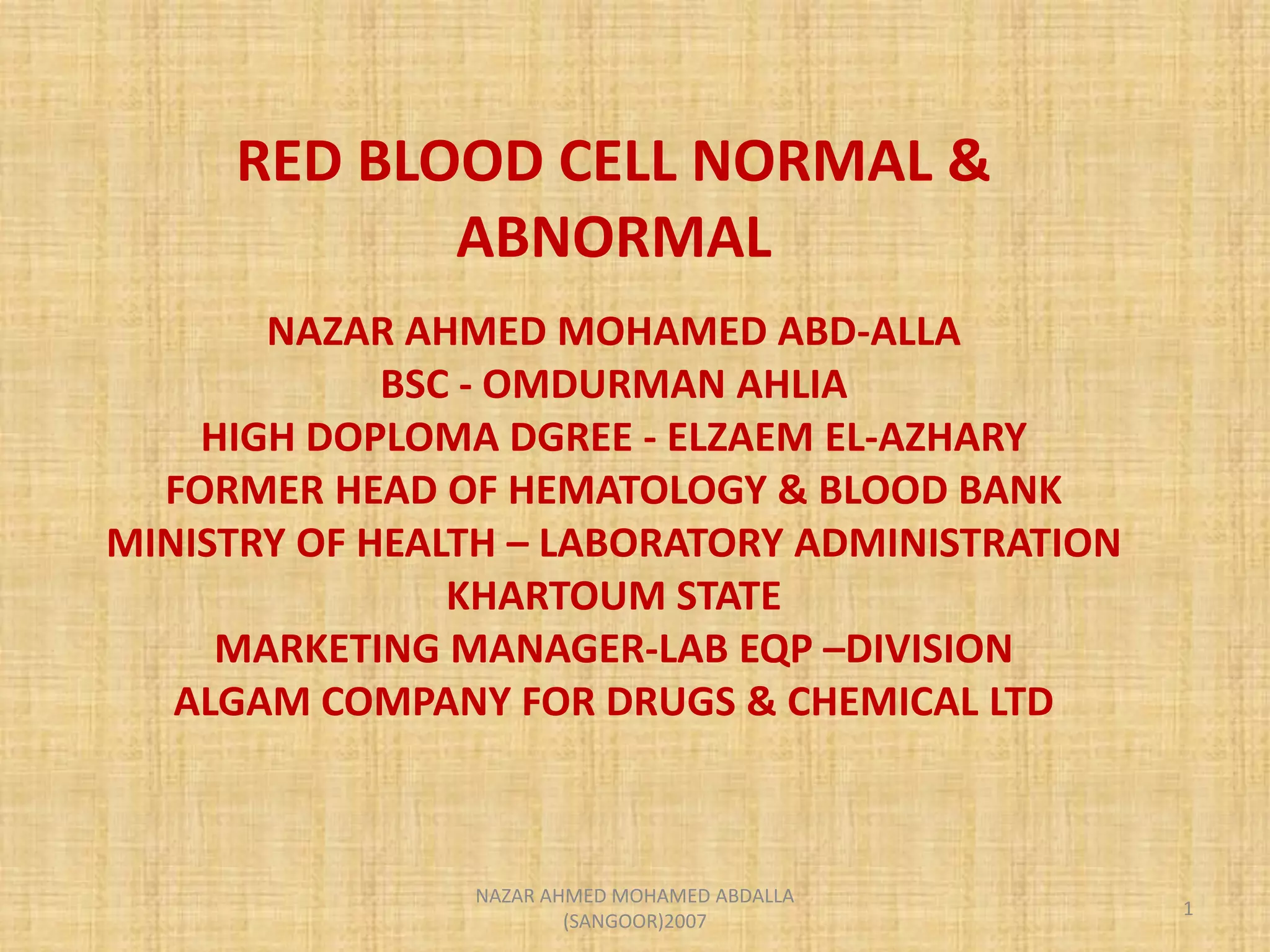 Morphological abnormality of red blood cell | PDF