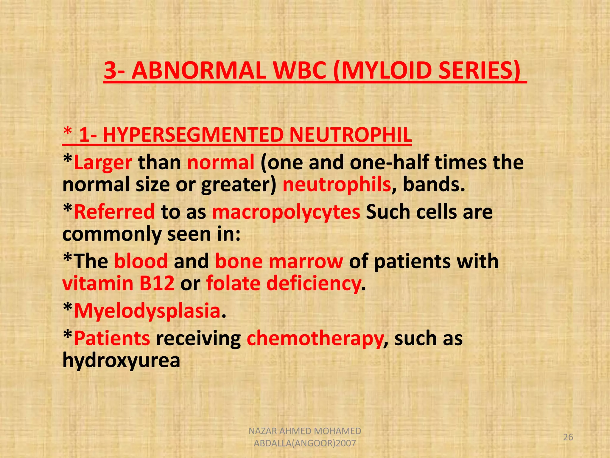 Morphological abnormality of white blood cell | PDF