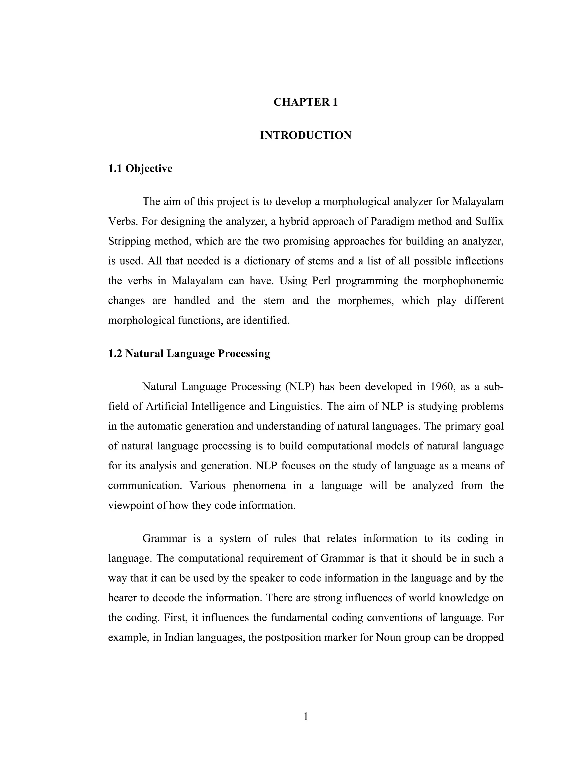 Morphological analyzer for malalyalam verbs | PDF