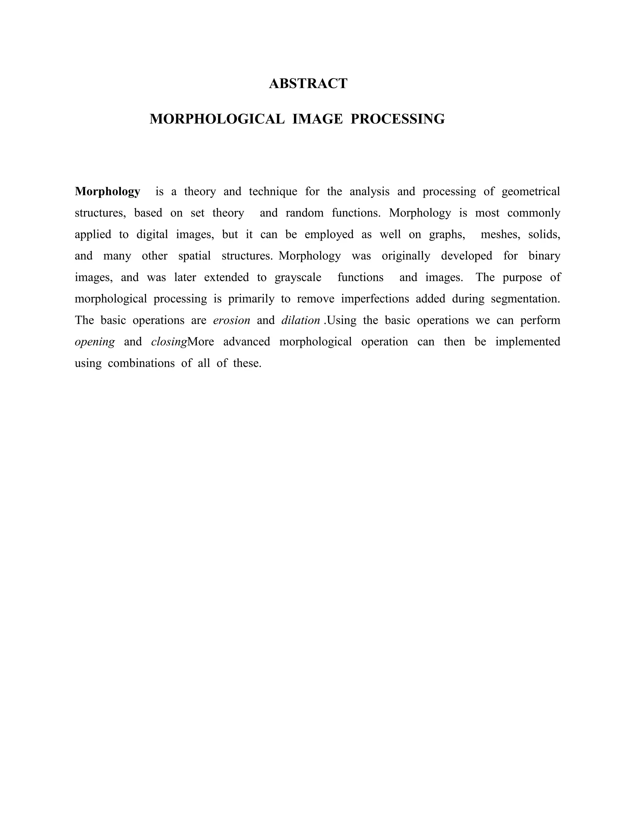 Morphological Image Processing | PDF