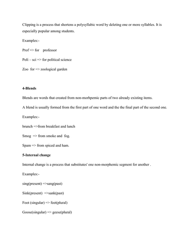 Morphological processes | DOCX
