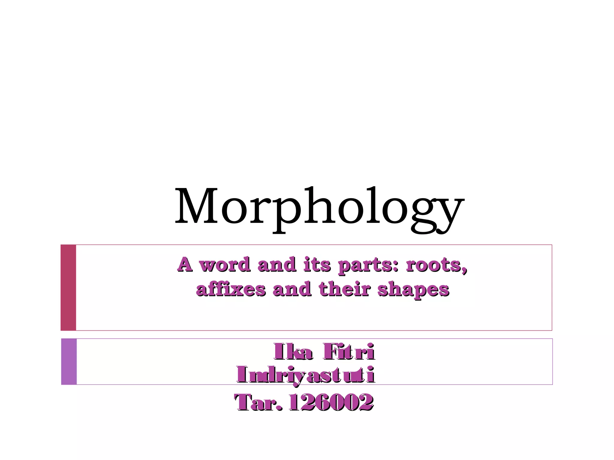 Morphology: A WORDS AND ITS APARTS | PPT