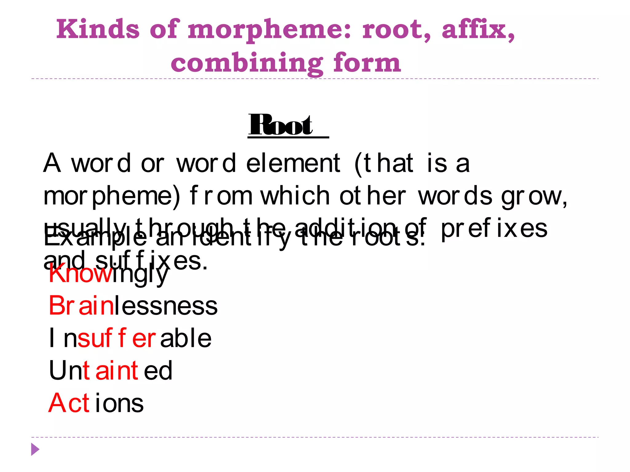 Morphology: A WORDS AND ITS APARTS | PPT