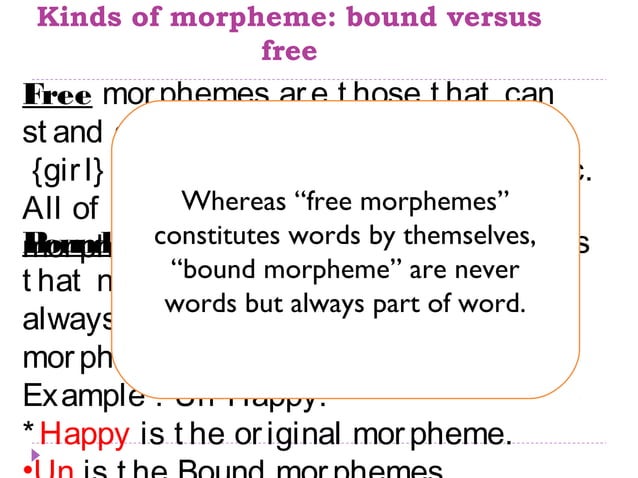Morphology: A WORDS AND ITS APARTS | PPT