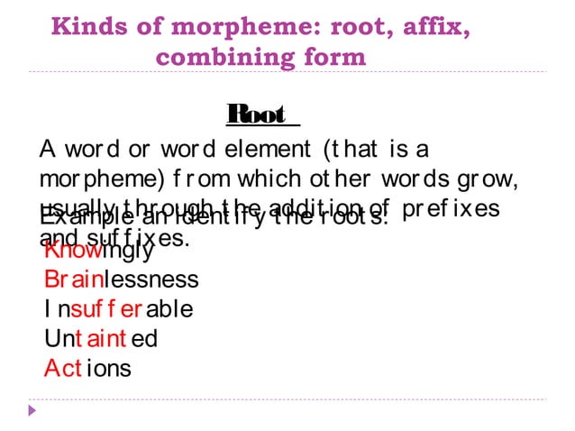 Morphology: A WORDS AND ITS APARTS | PPT