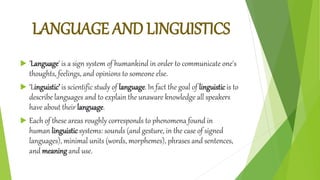 Morphology: THE FORMATION OF WORDS. A TYPE OF LINGUISTIC. | PPT