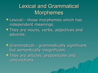 Introduction to Morphology and the Classification of Morphemes | PPT