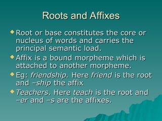 Introduction to Morphology and the Classification of Morphemes | PPT
