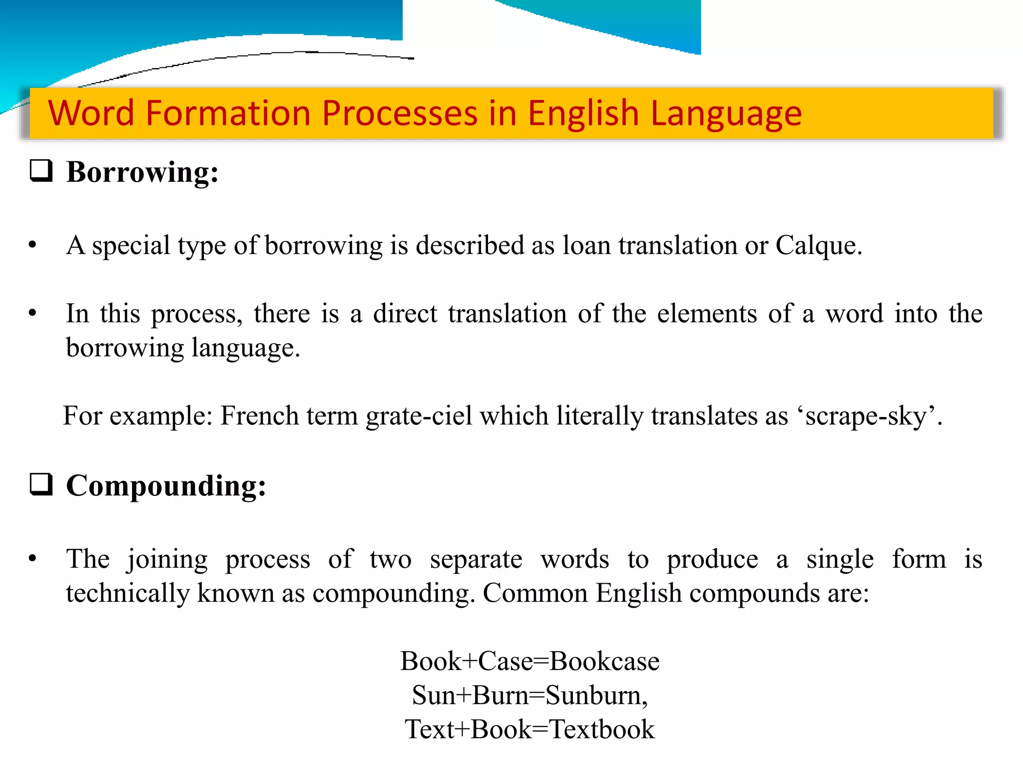 Morphology and word formation processes | PPTX