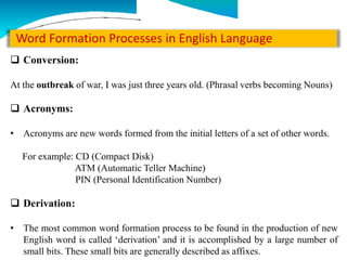 Morphology and word formation processes | PPTX | Geology | Science