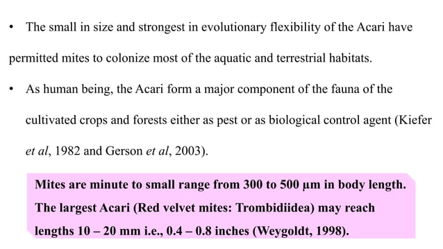 Morphology, Classification and Control of Mites | PPTX