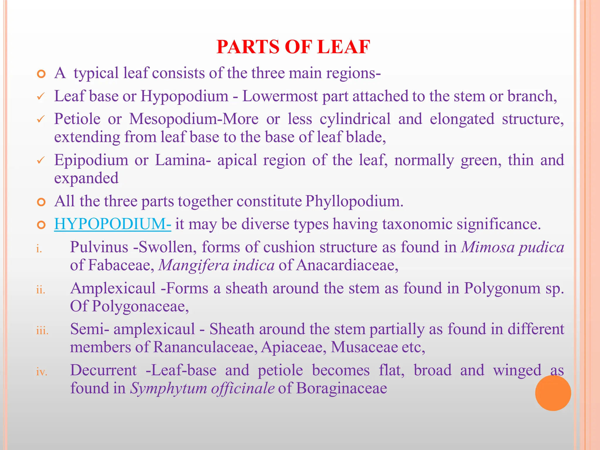 Morphology of Leaf with special reference to leaf shape, surface ...
