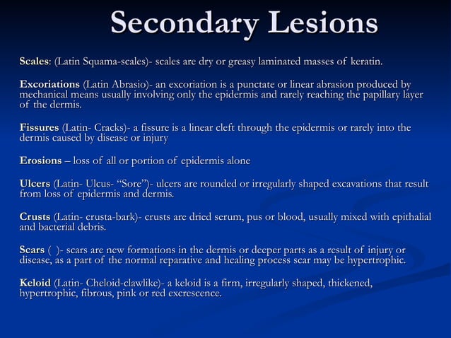 Morphology of skin lesions | PPT | Death, Injury, or Military Conflict ...