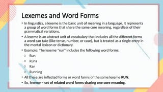 4.2 Morphological Rules & Components: Lexemes & Types of Morphemes | PPTX